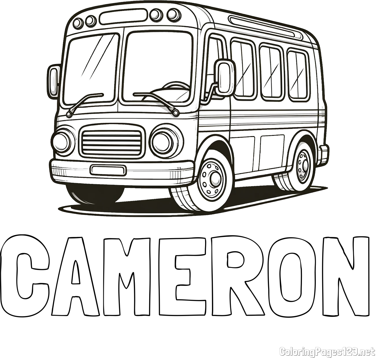 CAMERON Coloring Page and Coloring Page of a Big Bus
