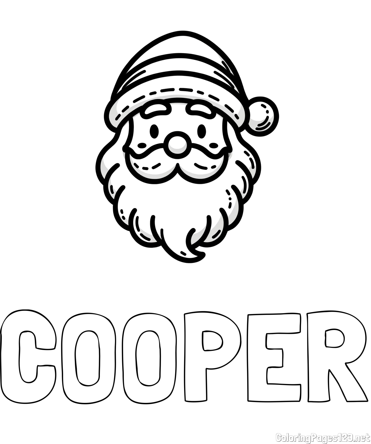 COOPER Coloring Page and Simple Coloring Page of Santa Claus Head