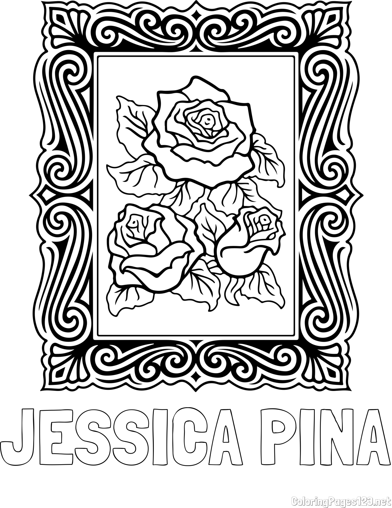 JESSICA PINA Coloring Page and Rose Picture Coloring Page