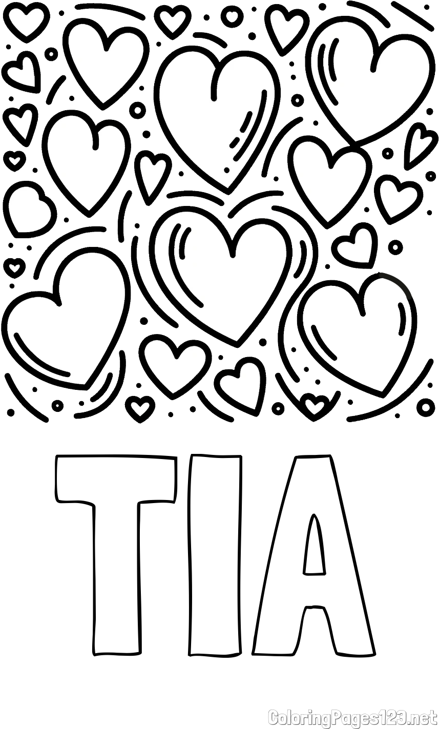 TIA Coloring Page and Free Printable Coloring Page of Hearts