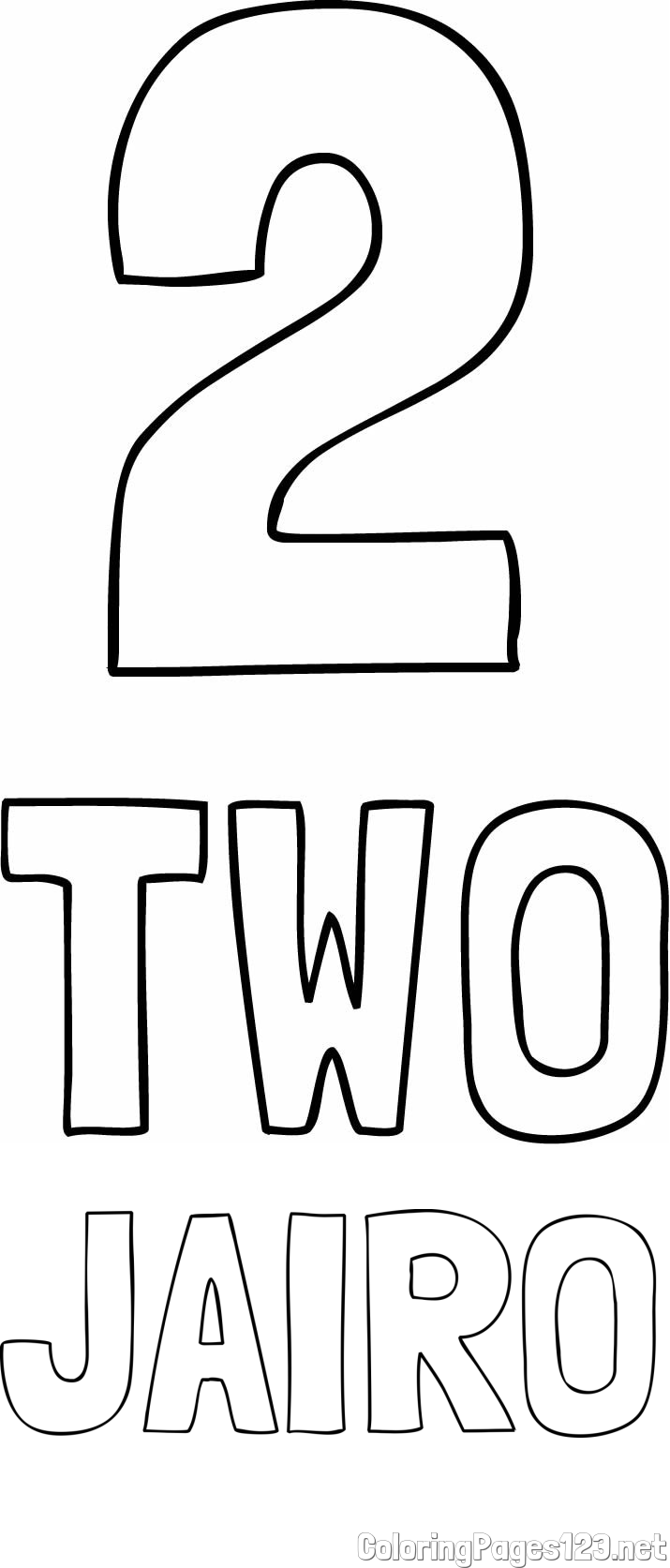 JAIRO Coloring Page and Coloring of the Number Two (2) with the Written ...