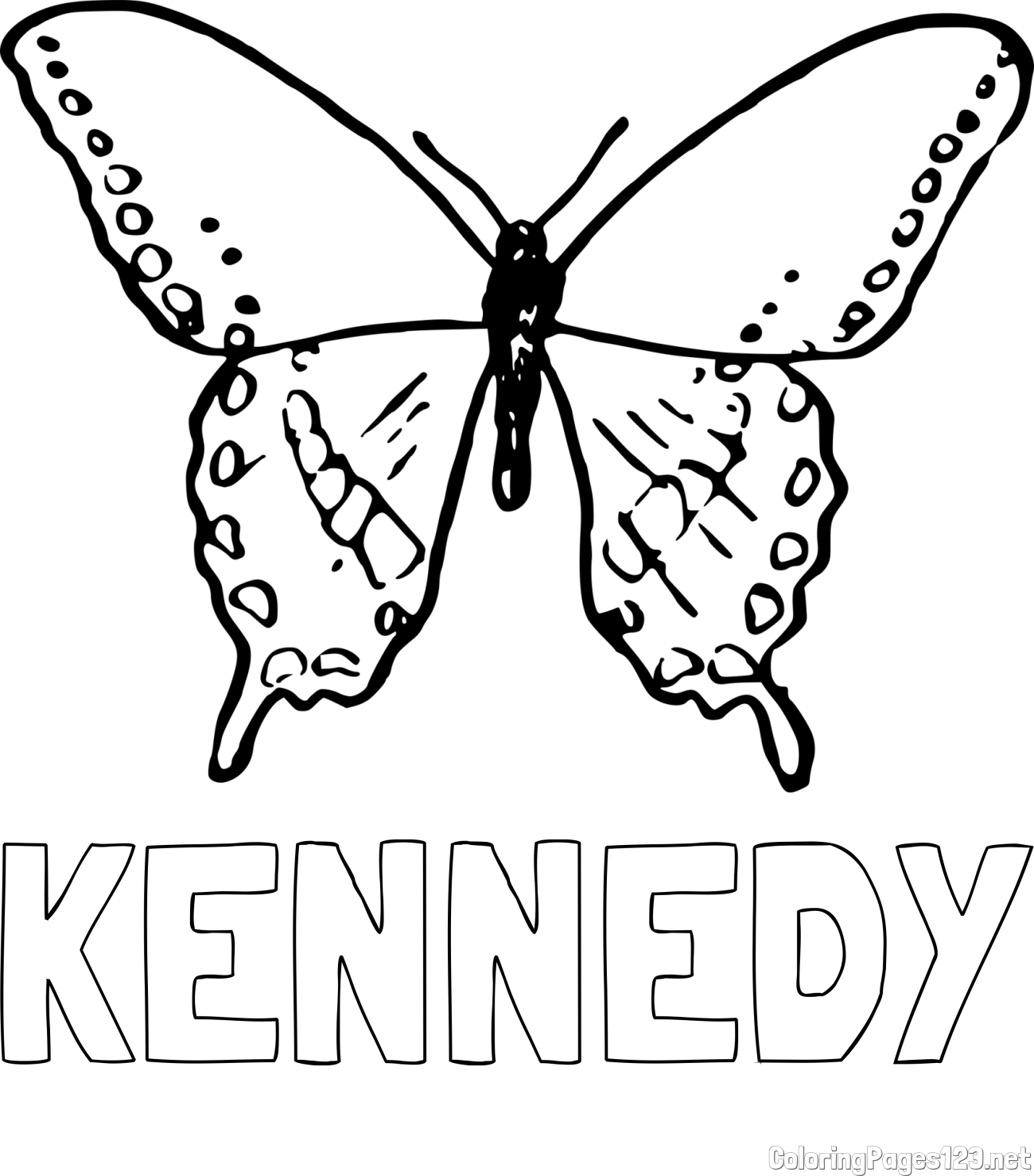 KENNEDY Coloring Page and Simple and Realistic Butterfly Coloring Page