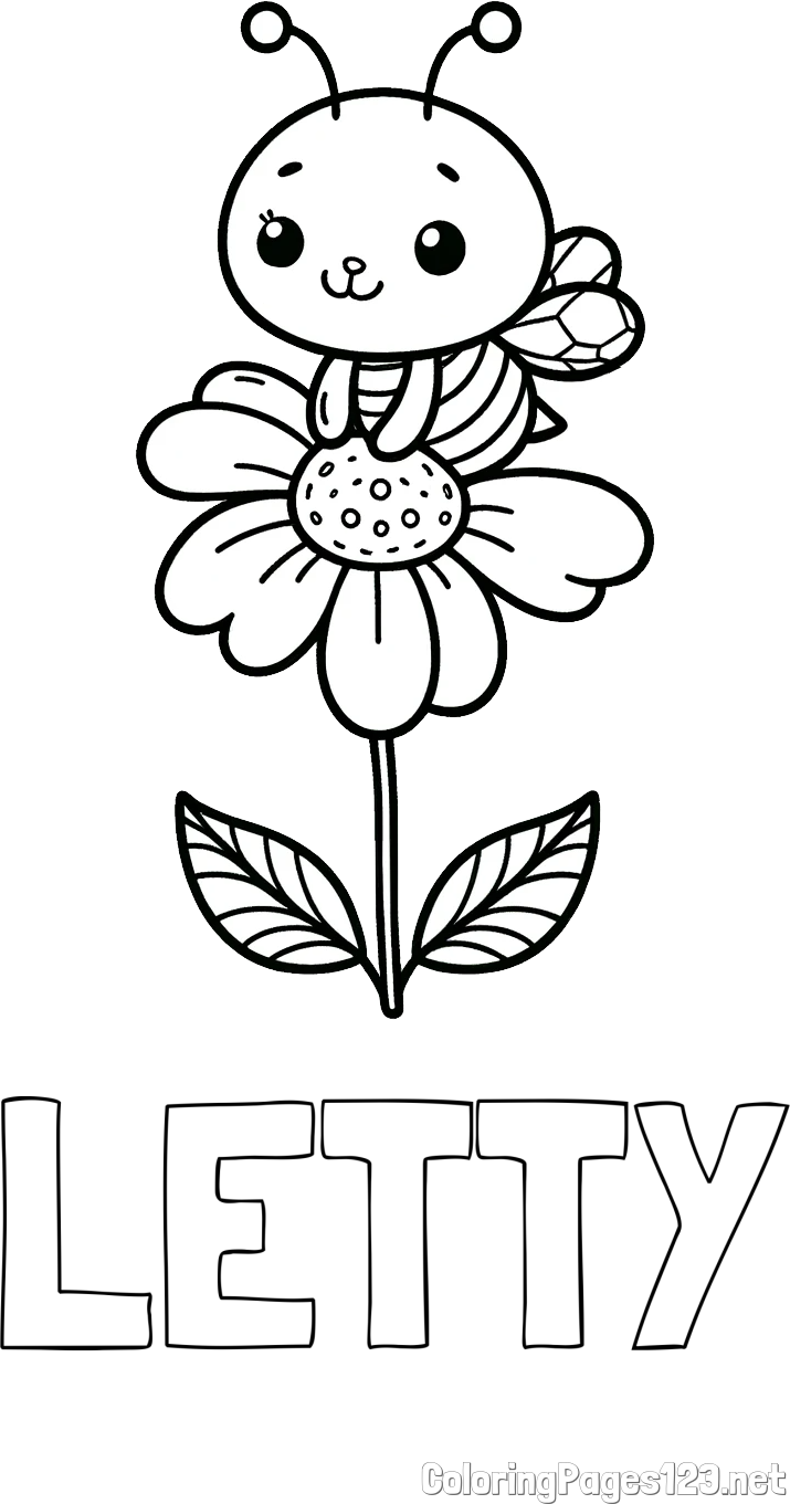LETTY Coloring Page and Coloring Page of a Cute Bee on a Flower