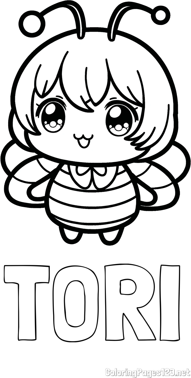 TORI Coloring Page and Anime-Style Bee Coloring Page