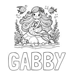 GABBY Coloring Page and Coloring Page of a Cute Little Mermaid