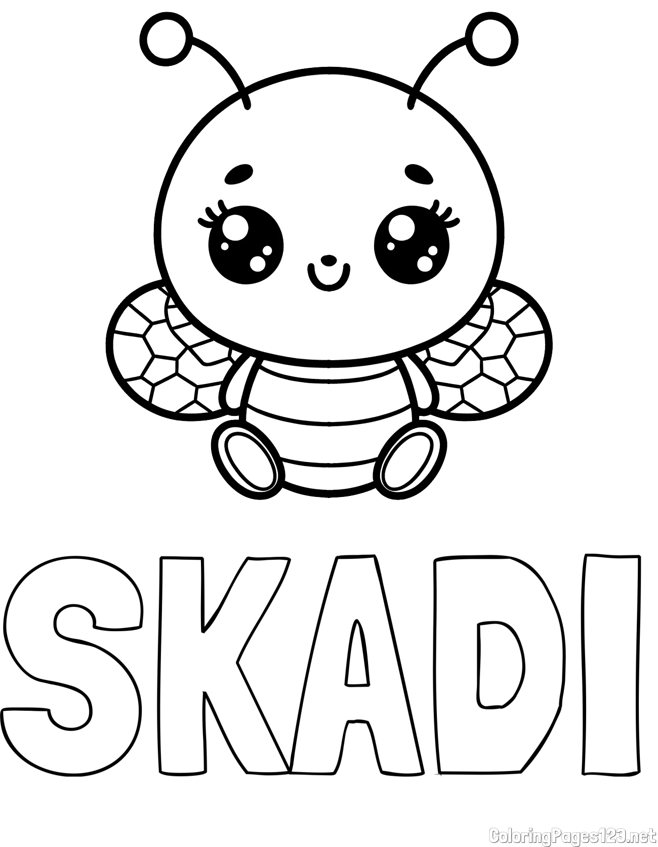 SKADI Coloring Page and Children's Coloring Page of a Cute Bee
