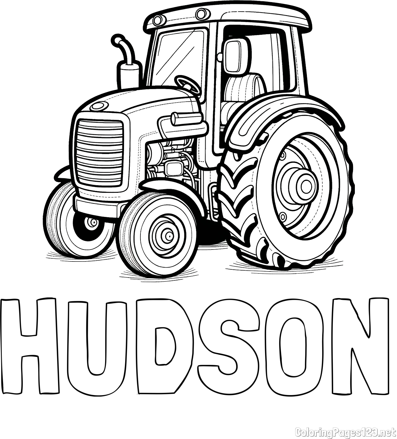 HUDSON Coloring Page and Tractor Coloring Page - Realistic and Beautiful