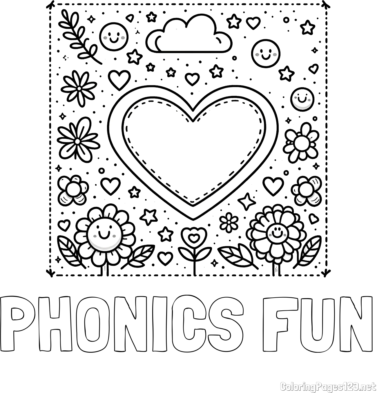 PHONICS FUN Coloring Page and Free Printable Coloring Page of Heart and ...