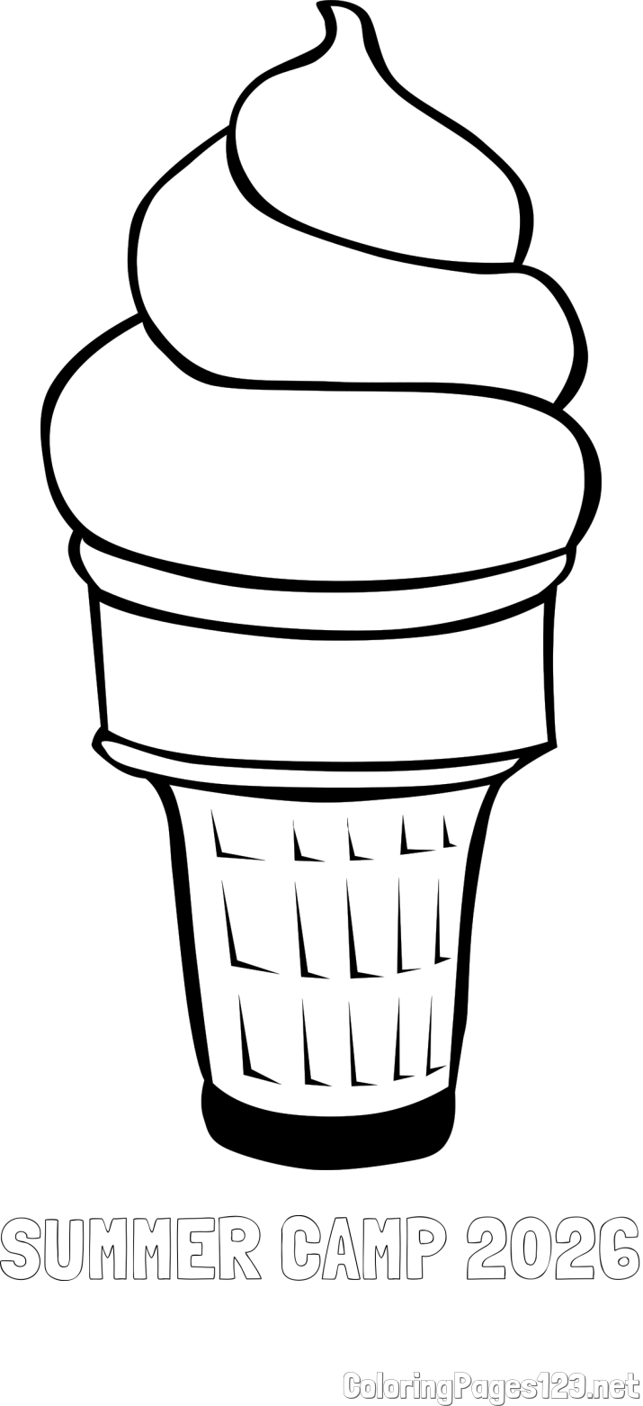 SUMMER CAMP 2026 Coloring Page and Ice Cream Coloring Page