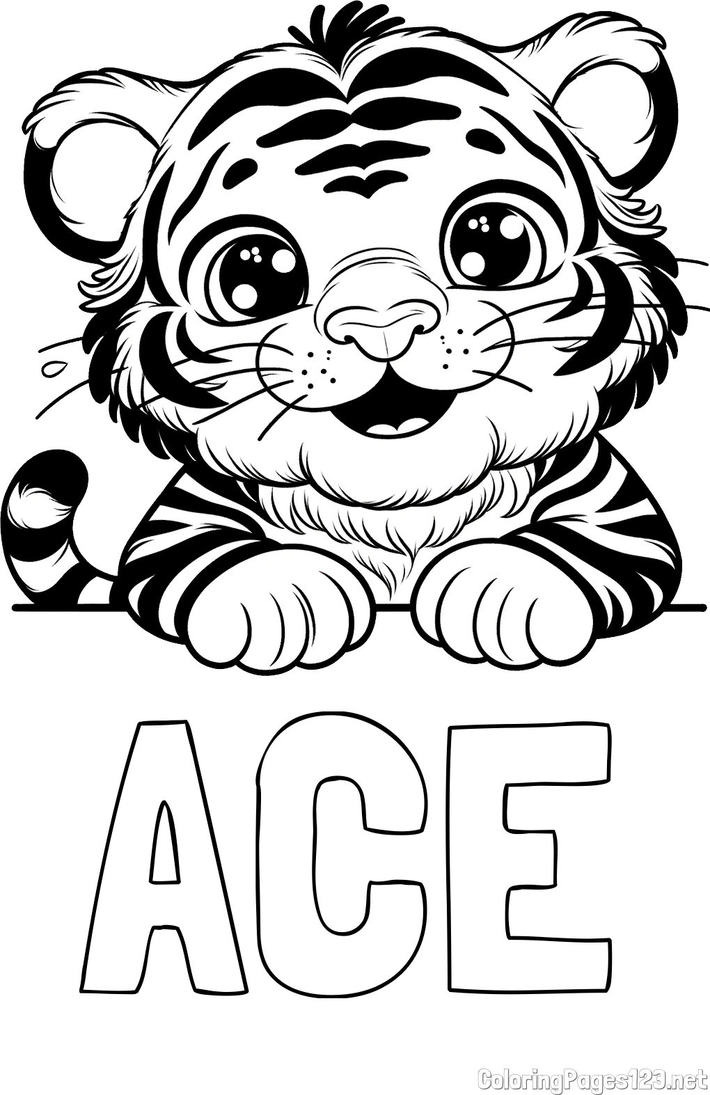 ACE Coloring Page and Tiger Cub Coloring Page