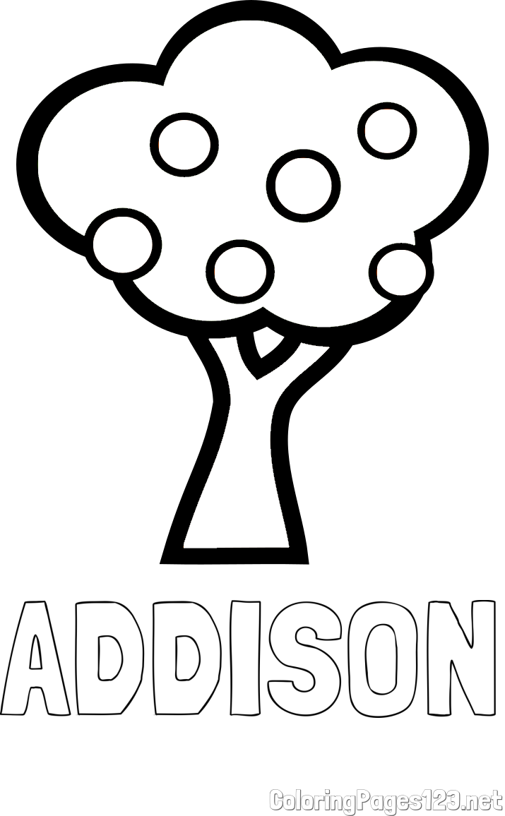 ADDISON Coloring Page and Apple Tree Coloring Page