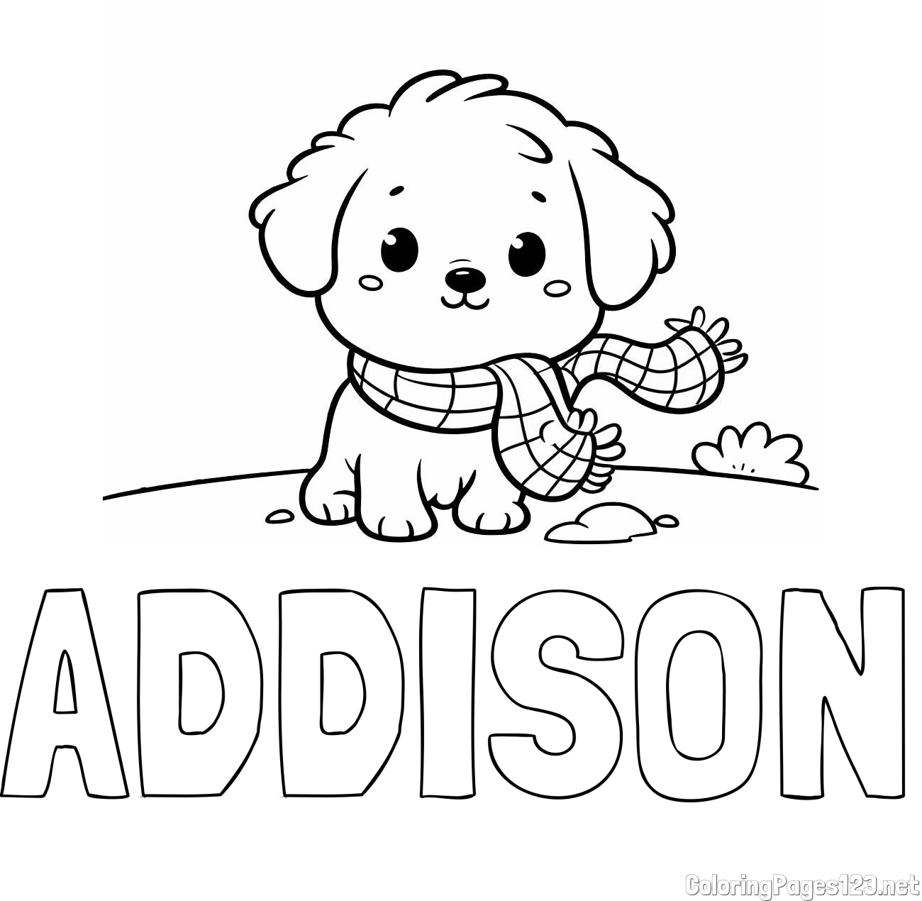 ADDISON Coloring Page and Coloring Page of an Adorable Puppy