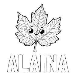 ALAINA Coloring Page and Smiling Leaf Coloring Page for Kids