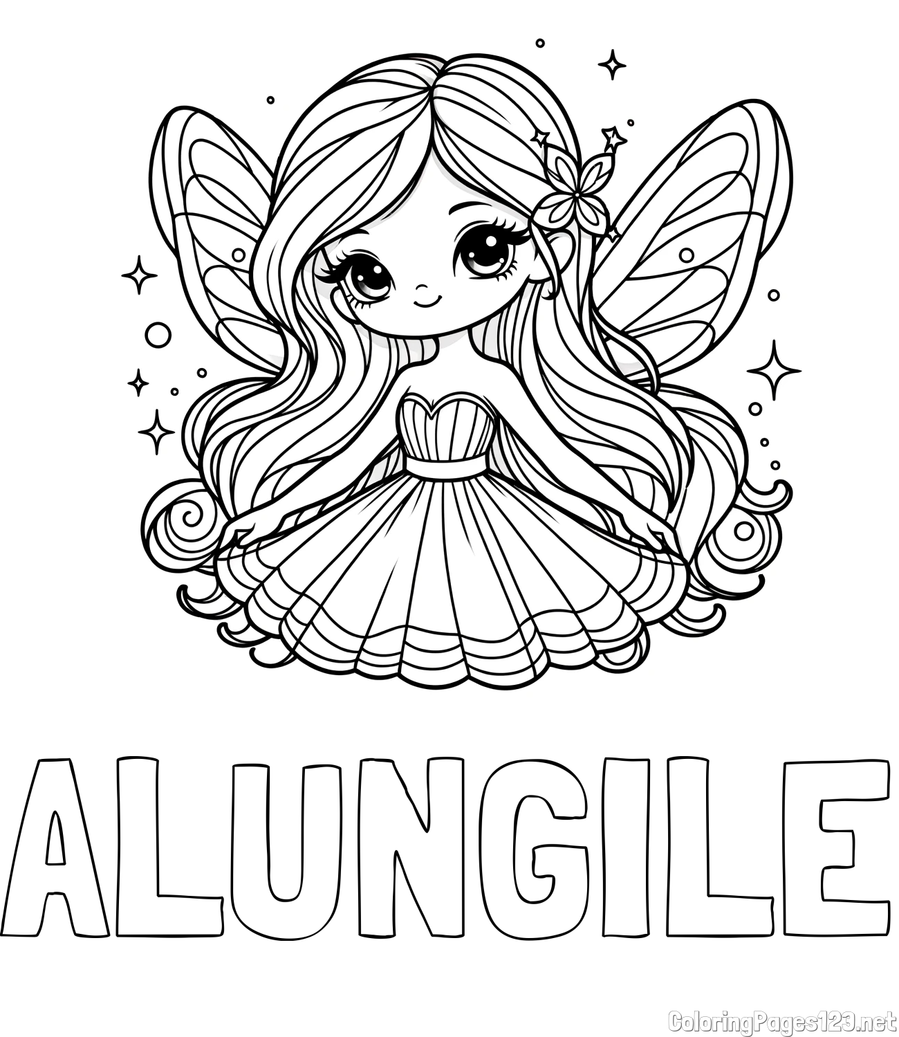 ALUNGILE Coloring Page and Coloring Page of a Cute and Smiling Magical ...
