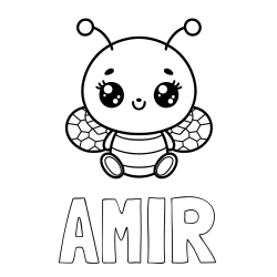 AMIR Coloring Page and Children's Coloring Page of a Cute Bee