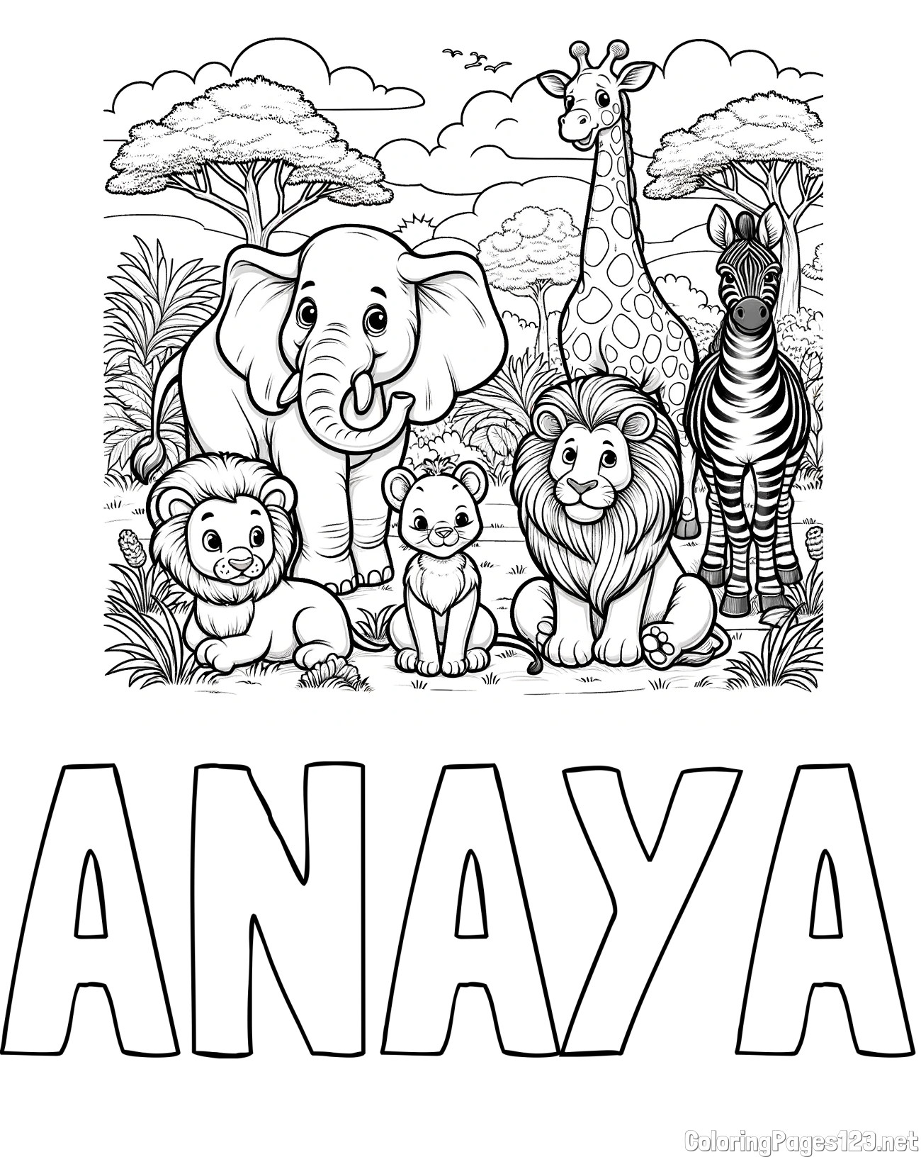ANAYA Coloring Page and Beautiful Animal Coloring Page - Lion Family ...