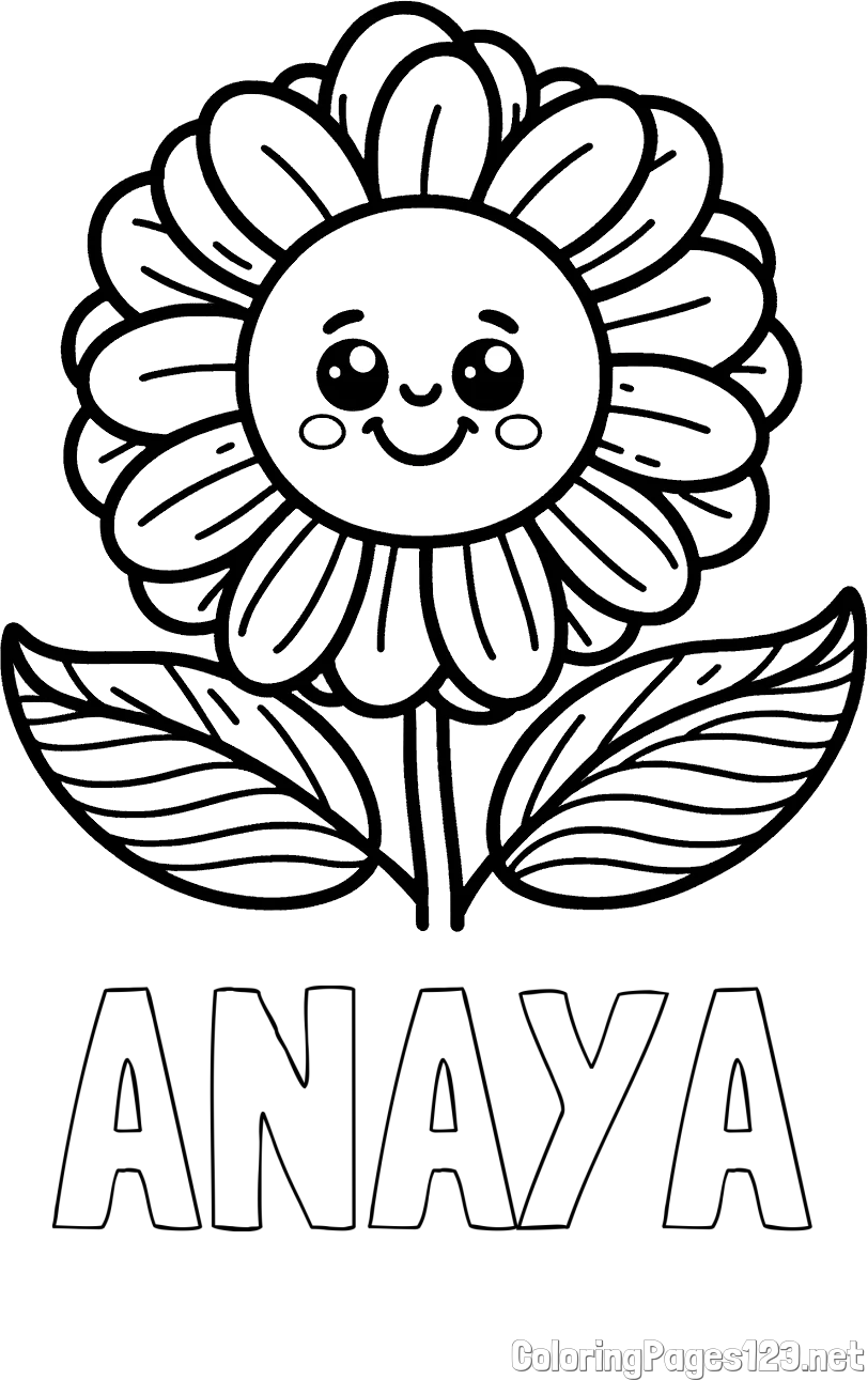 ANAYA Coloring Page and Smiling Flower Coloring Page