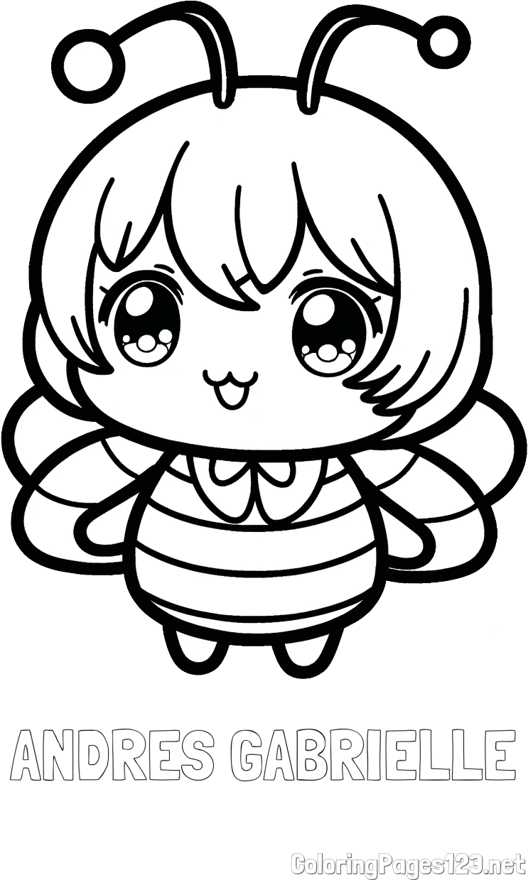 ANDRES GABRIELLE Coloring Page and Anime-Style Bee Coloring Page
