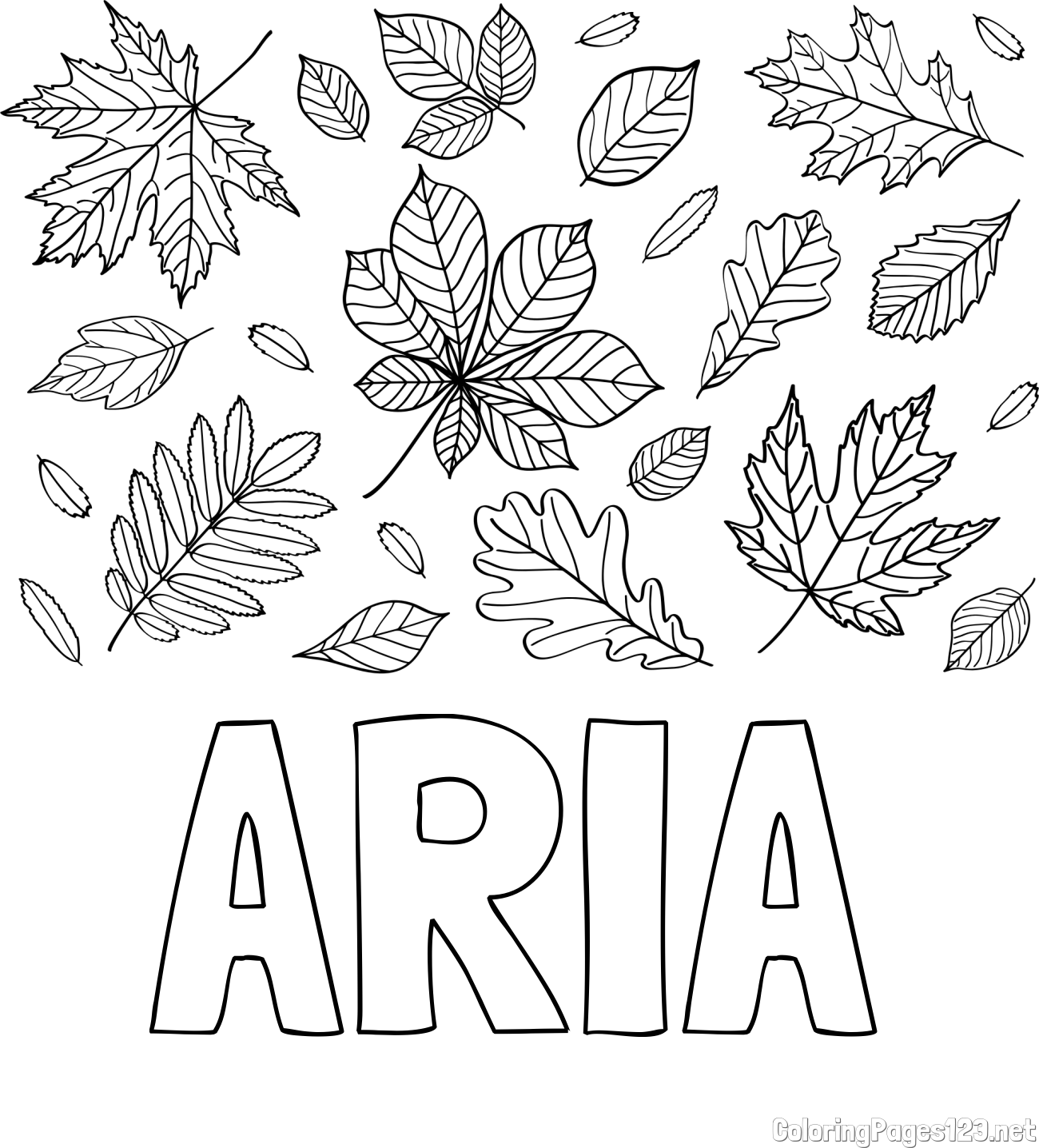 ARIA Coloring Page and Autumn Leaves Coloring Page