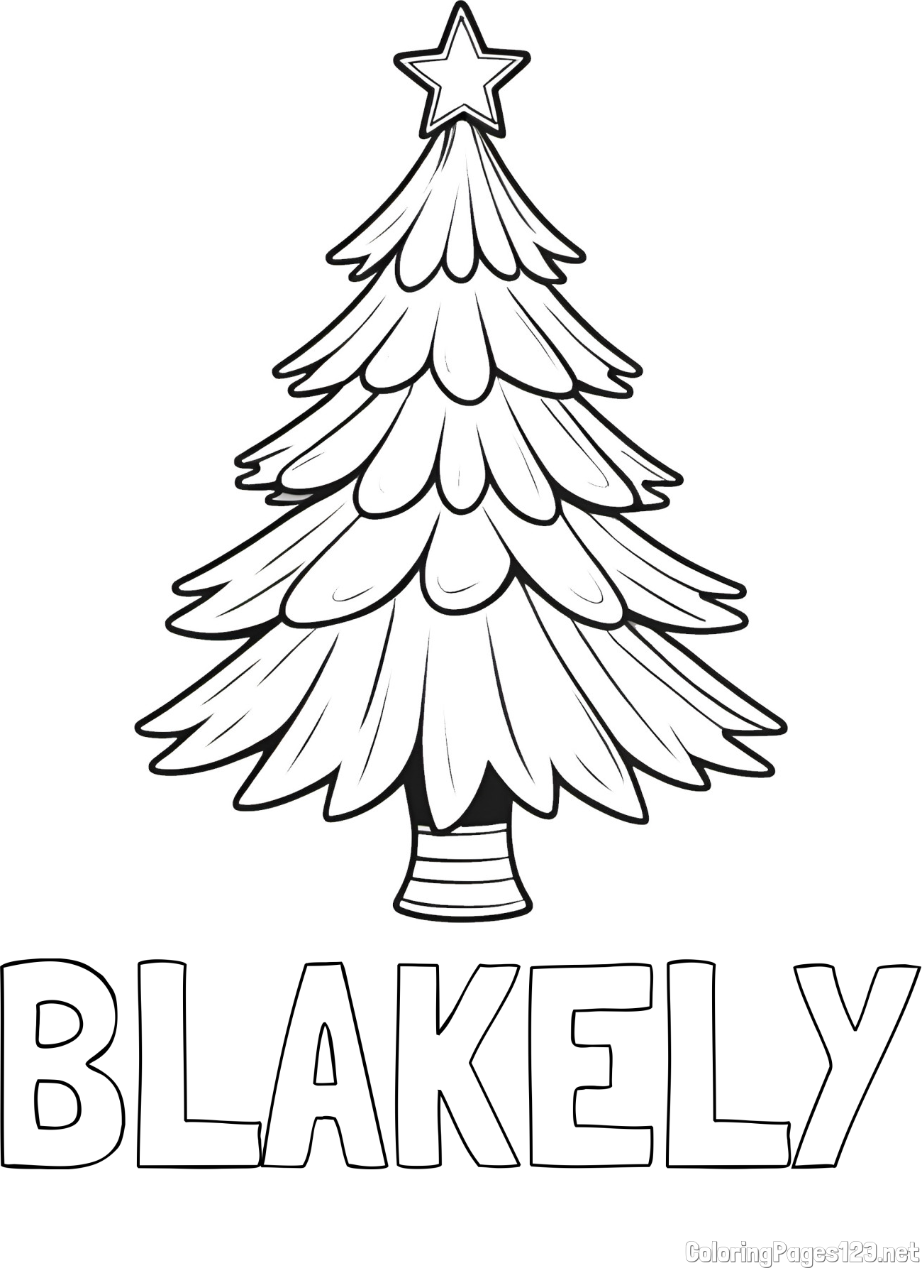 Color online: BLAKELY Coloring Page and Christmas Tree with Star Coloring Page - Free & Printable