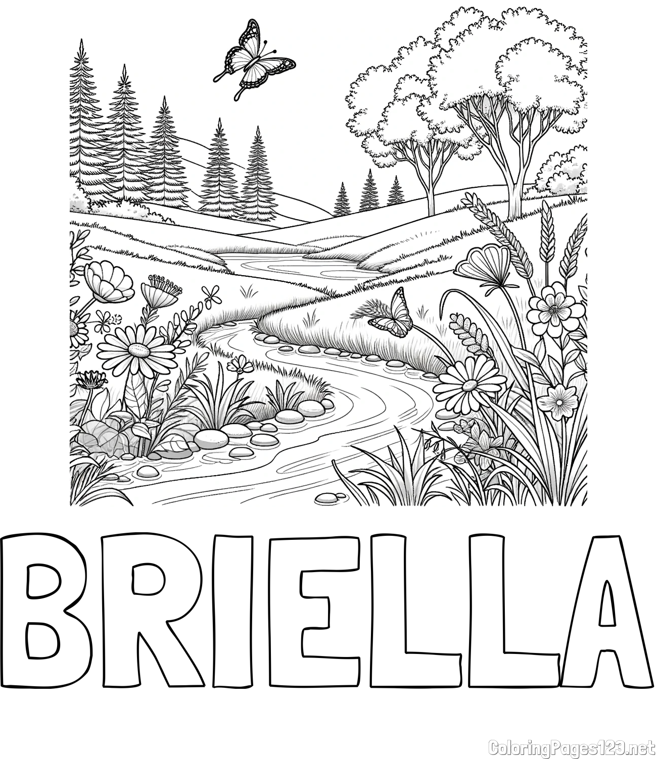 BRIELLA Coloring Page and Summer Nature Coloring Page