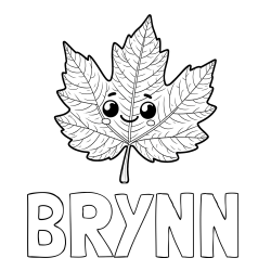 BRYNN Coloring Page and Smiling Leaf Coloring Page for Kids