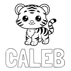 CALEB Coloring Page and Cute Tiger Cub Coloring Page
