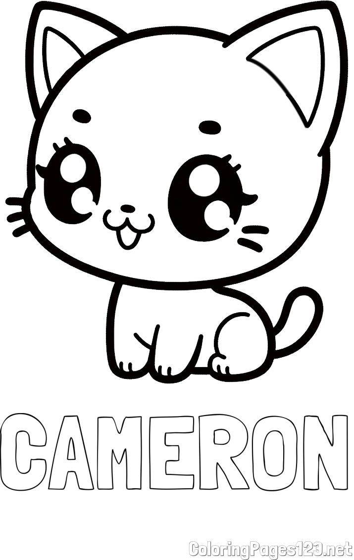 CAMERON Coloring Page and Coloring Page of an Anime Cat