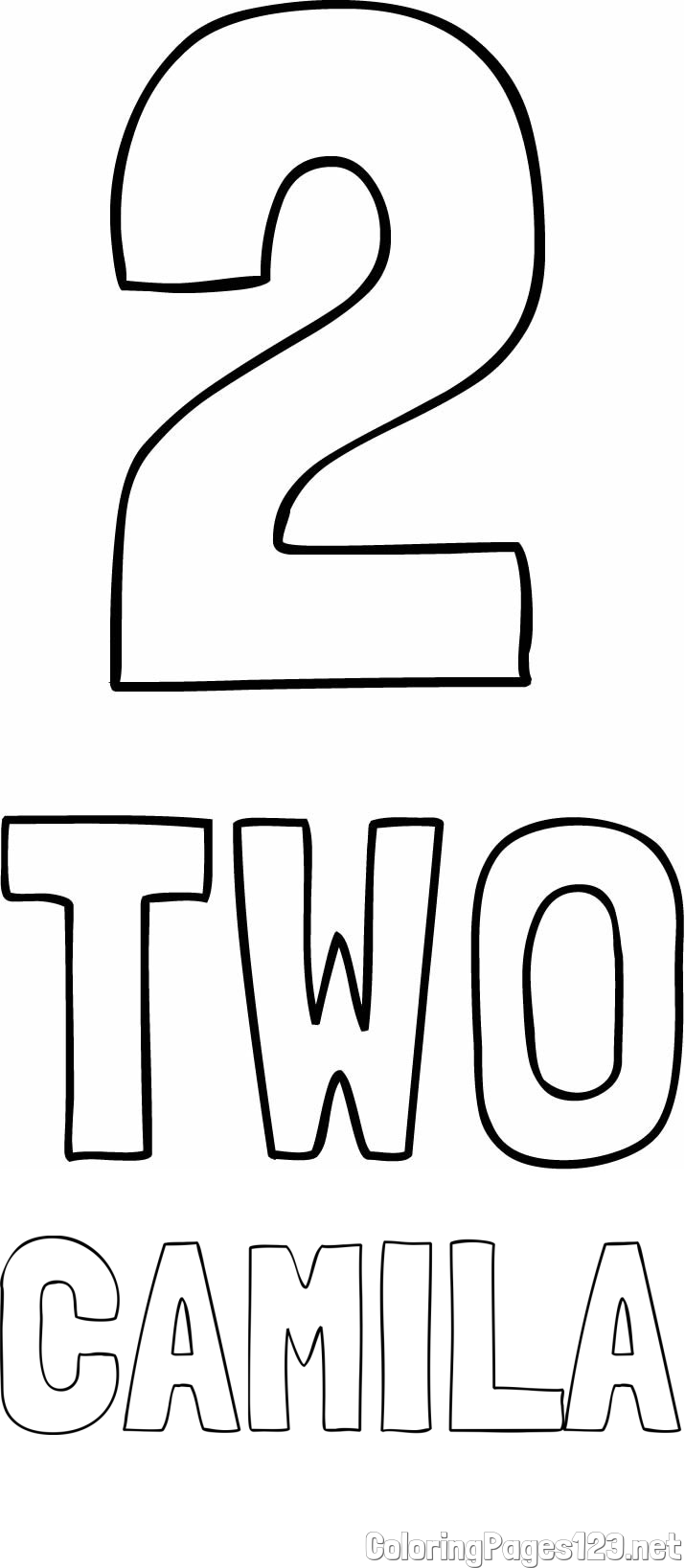 CAMILA Coloring Page and Coloring of the Number Two (2) with the ...