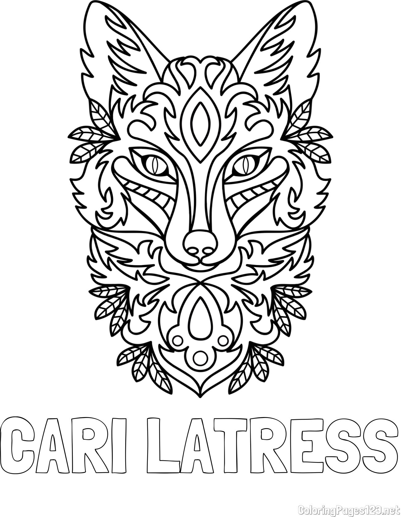 CARI LATRESS Coloring Page and Wolf Mandala Coloring Page