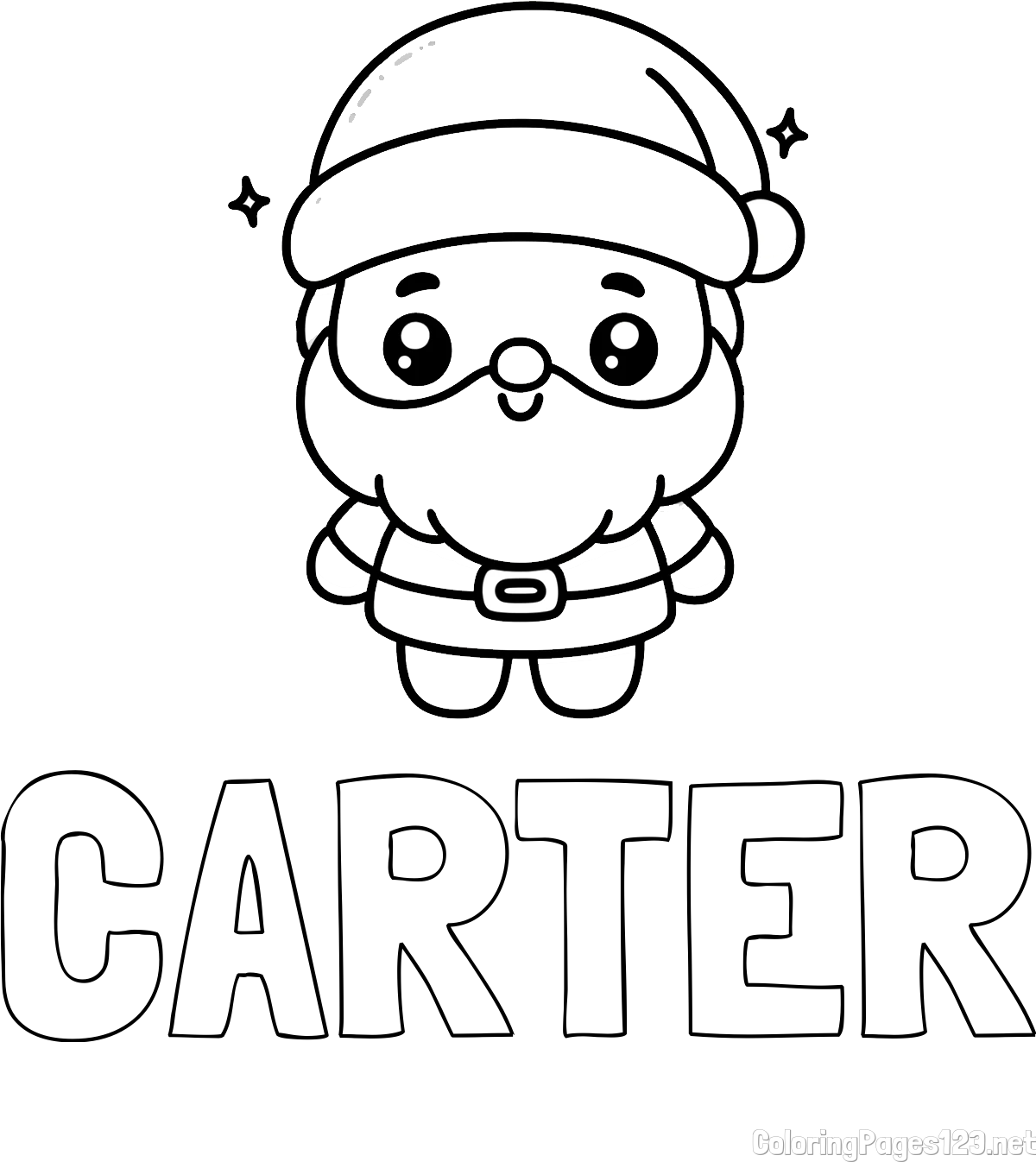 CARTER Coloring Page alongside Simple Coloring Page of Santa Claus for Kids
