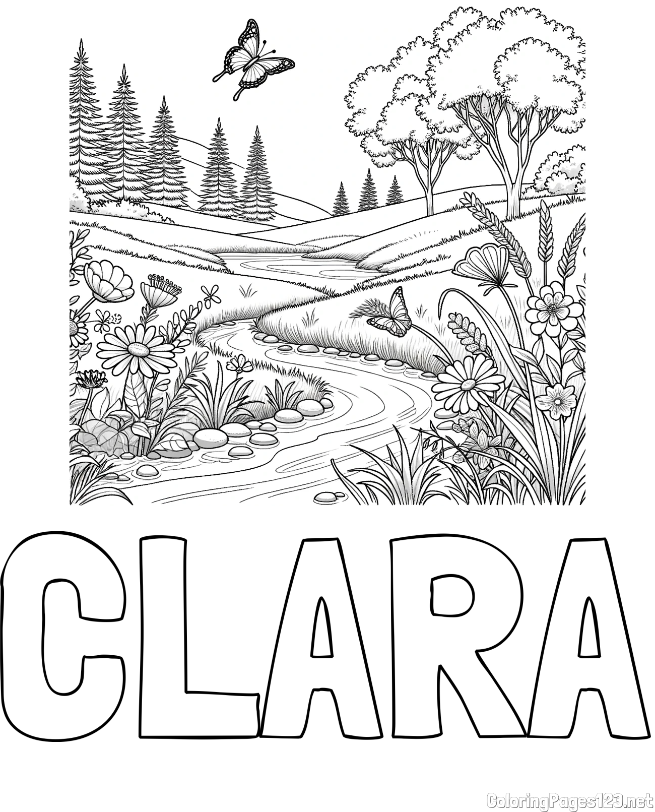 CLARA Coloring Page and Summer Nature Coloring Page