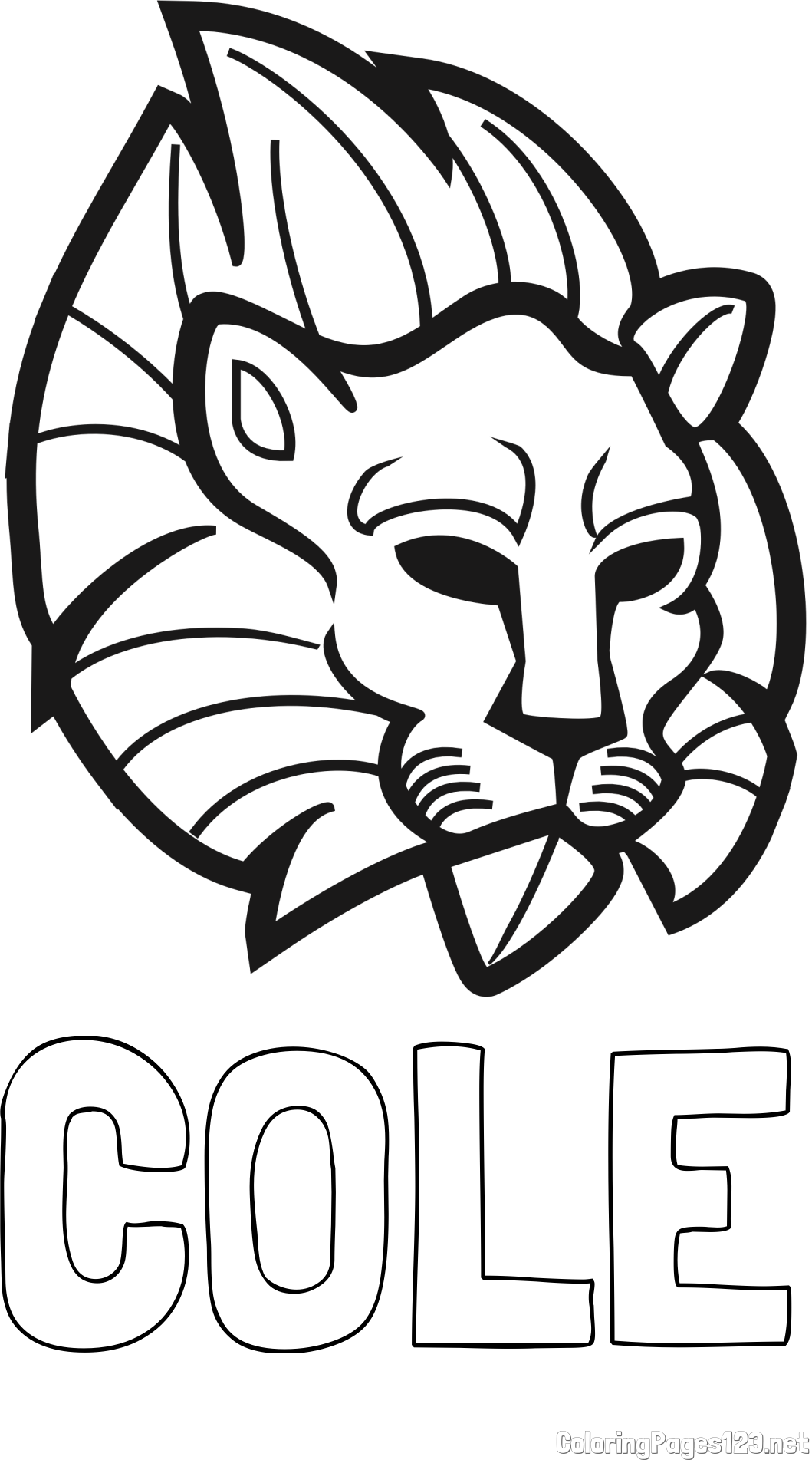 COLE Coloring Page and Abstract Lion Face Coloring Page