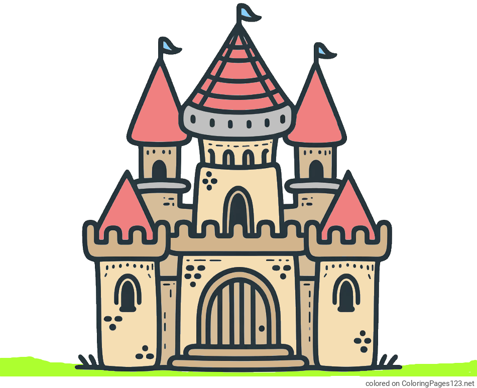 Colored Beautiful Castle Coloring Page for Kids by Jim
