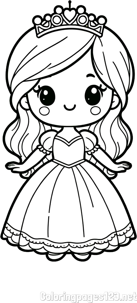 Coloring Page of a Cute Princess