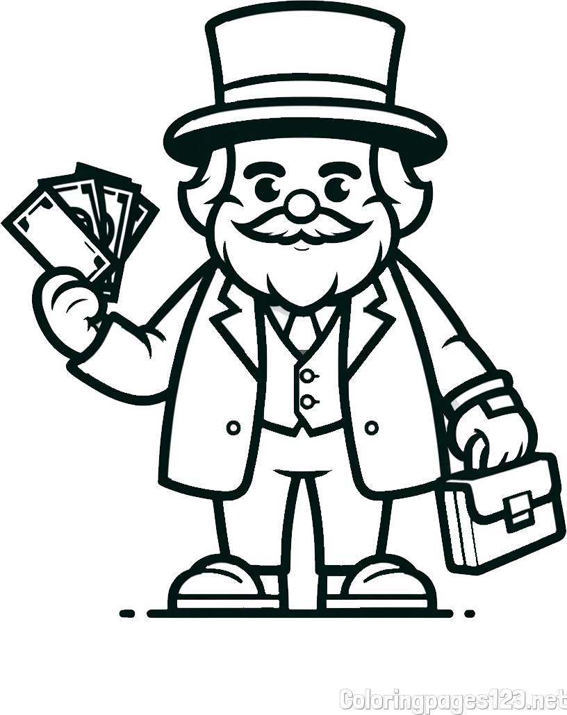 Coloring Page of a Greedy Banker