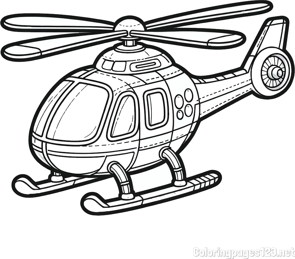 Coloring Page of a Helicopter