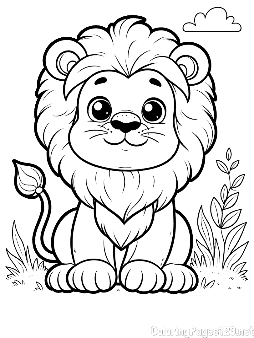 Cute Baby Lion Coloring Page