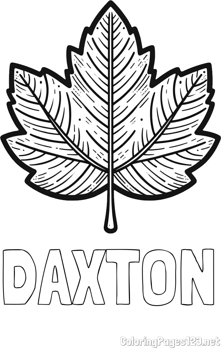 DAXTON Coloring Page and Autumn Leaf Coloring Page