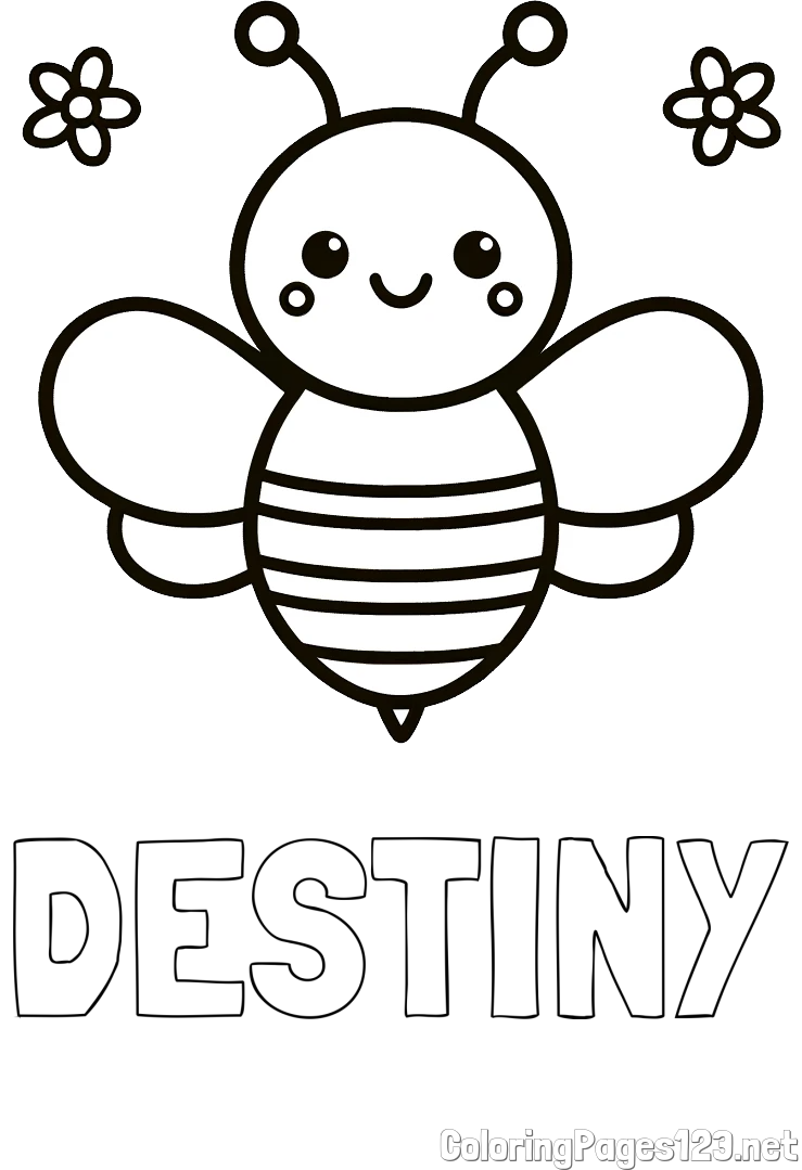 DESTINY Coloring Page and Children's Bee Coloring Page