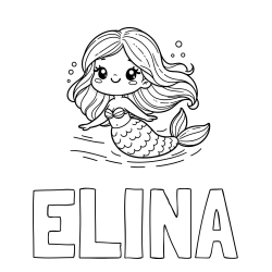 ELINA Coloring Page and Coloring Page of a Cute Mermaid
