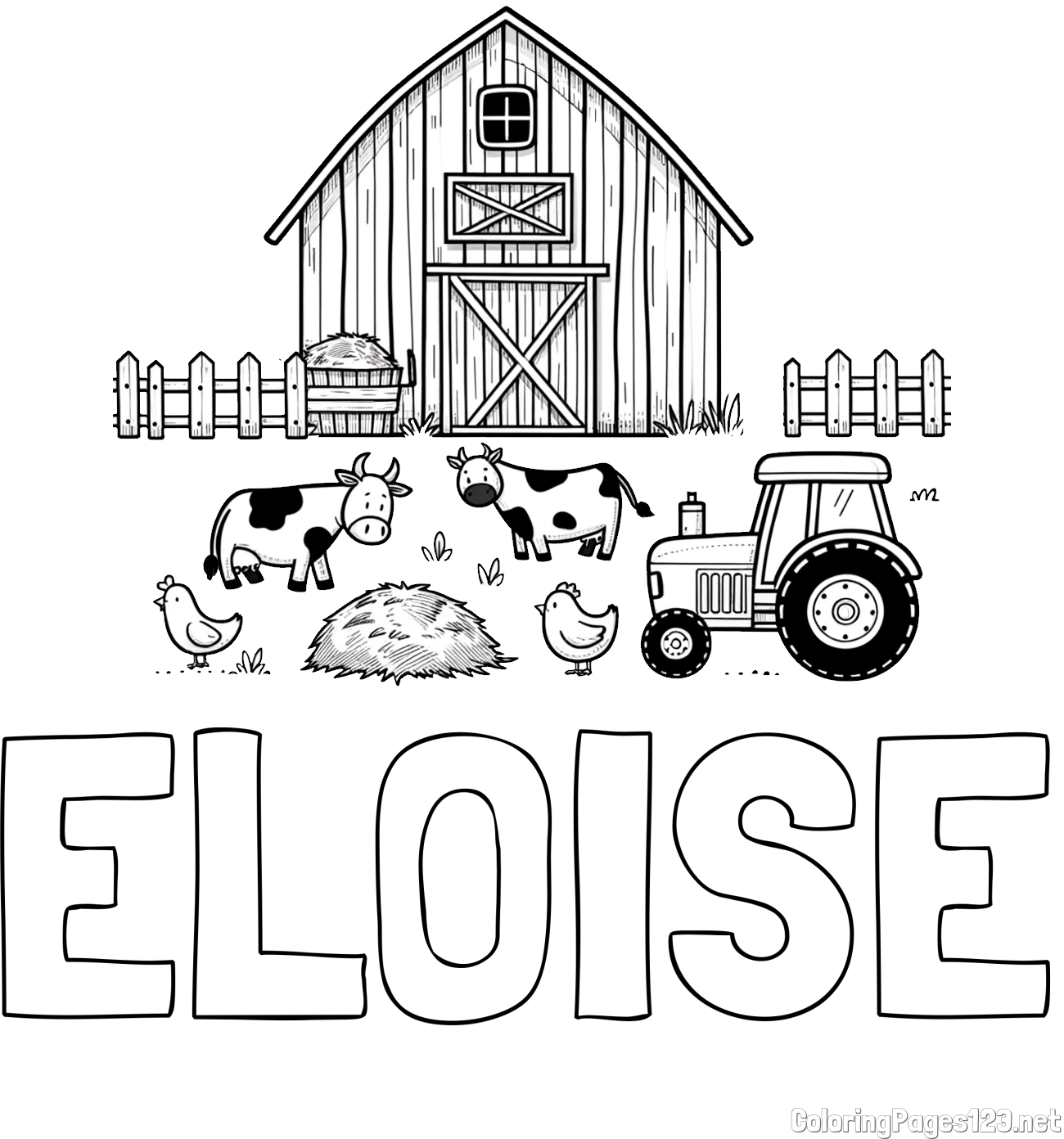 ELOISE Coloring Page and Kids Farm Coloring Page