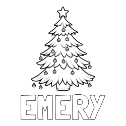 EMERY Coloring Page and Christmas Tree with Star and Ornaments Coloring ...
