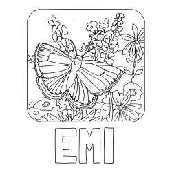 EMI Coloring Page and Butterfly on Flower Coloring Page