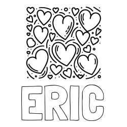 ERIC Coloring Page alongside Free Printable Coloring Page of Hearts