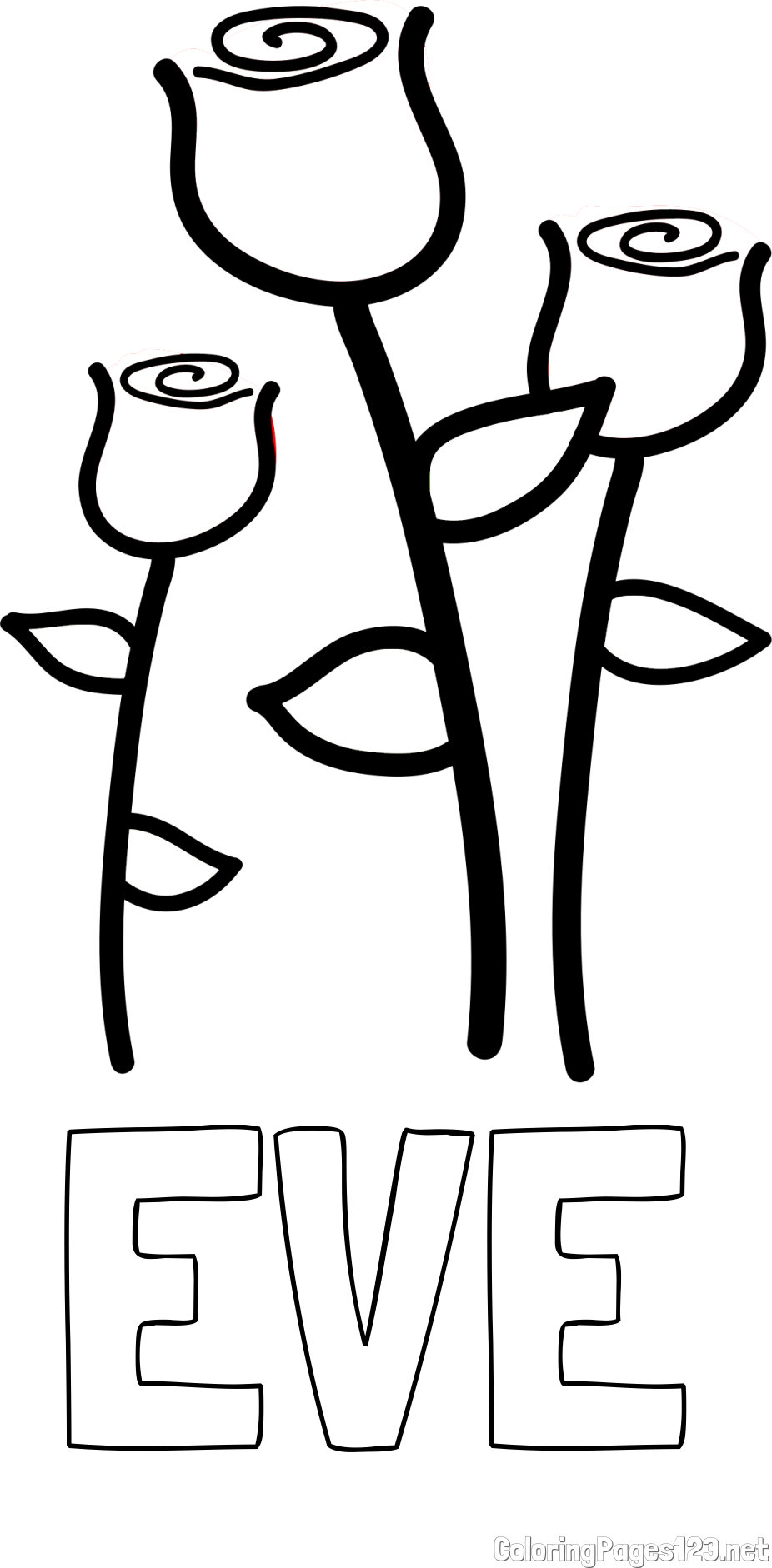 EVE Coloring Page and Three Roses Coloring Page