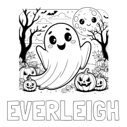 EVERLEIGH Coloring Page and Halloween Coloring Page of a Ghost with ...