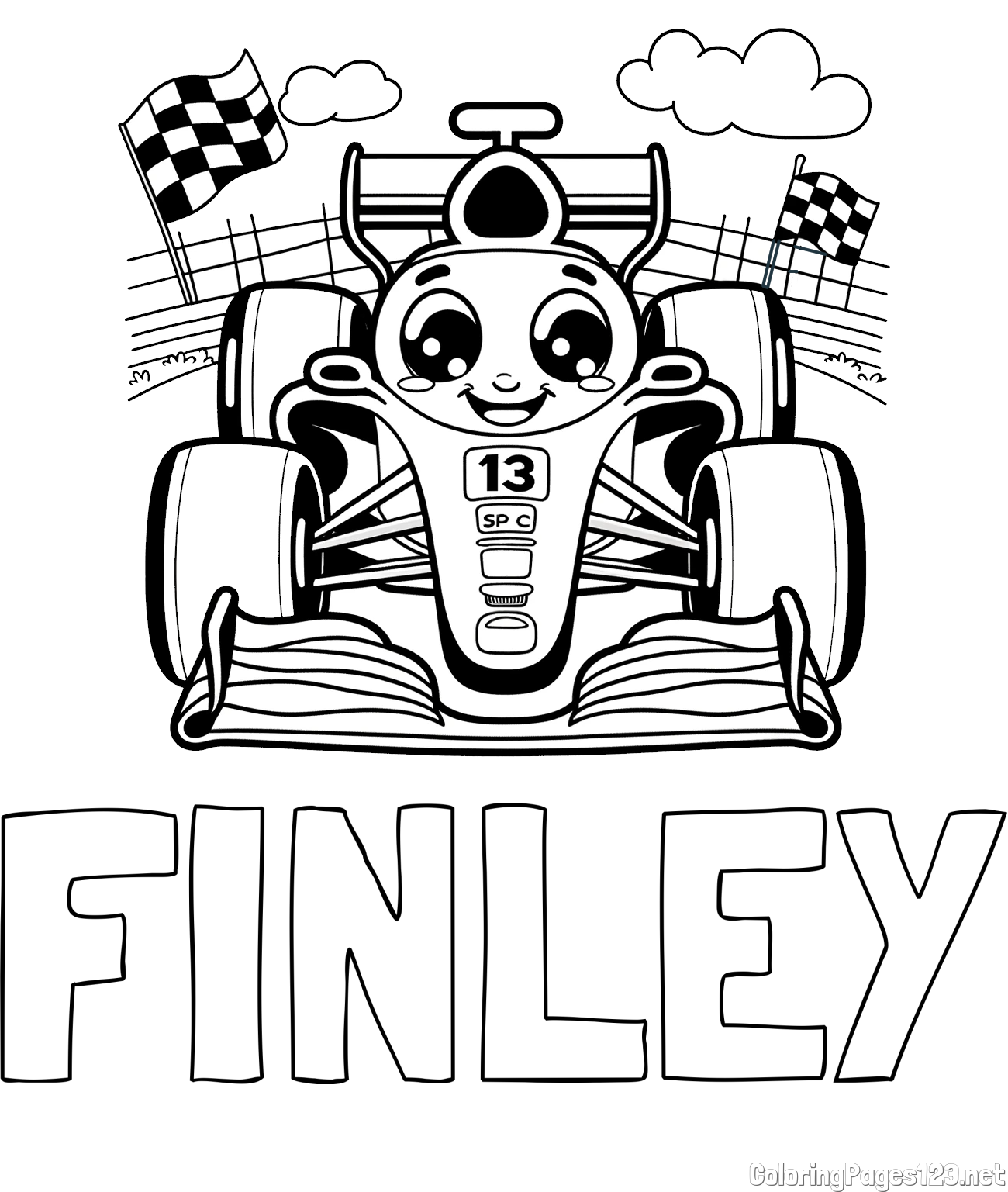 FINLEY Coloring Page and Children's Coloring Page of a Smiling Formula ...