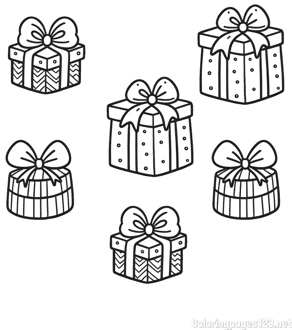 Cute Coloring Page of Christmas Presents