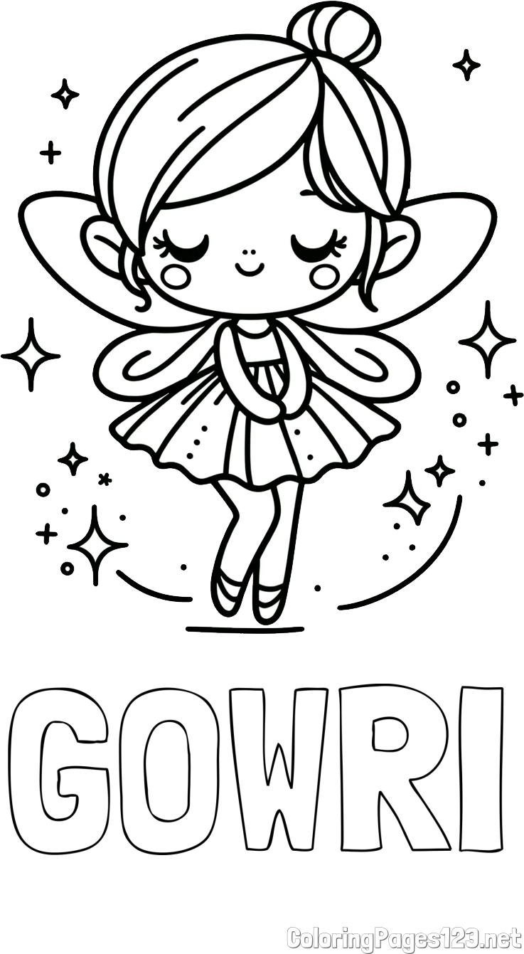 GOWRI Coloring Page and Children's Coloring Page of a Magical Fairy